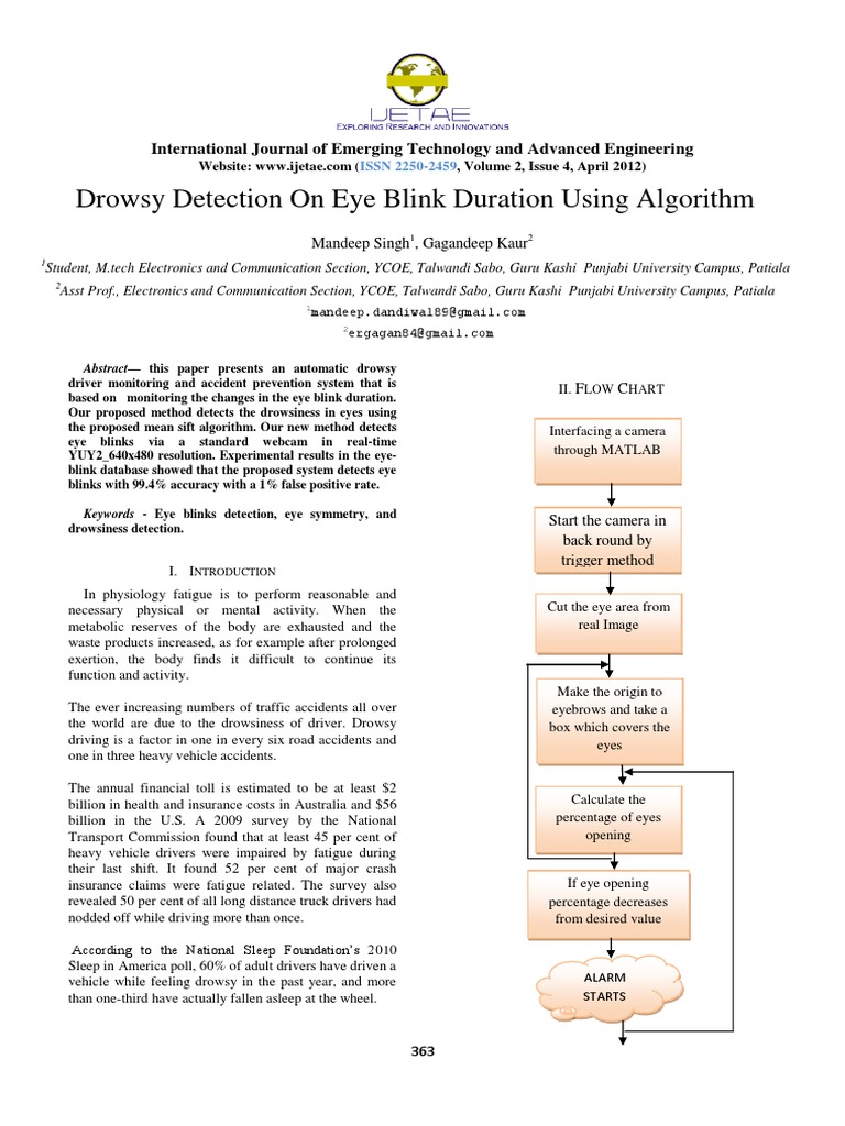 Drowsy Detection On Eye Blink Duration Using Algorithm | PDF | Traffic Collision | Eye