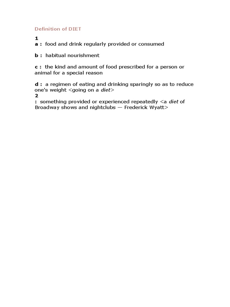Understanding Diet: Definition and Types | PDF | Wellness