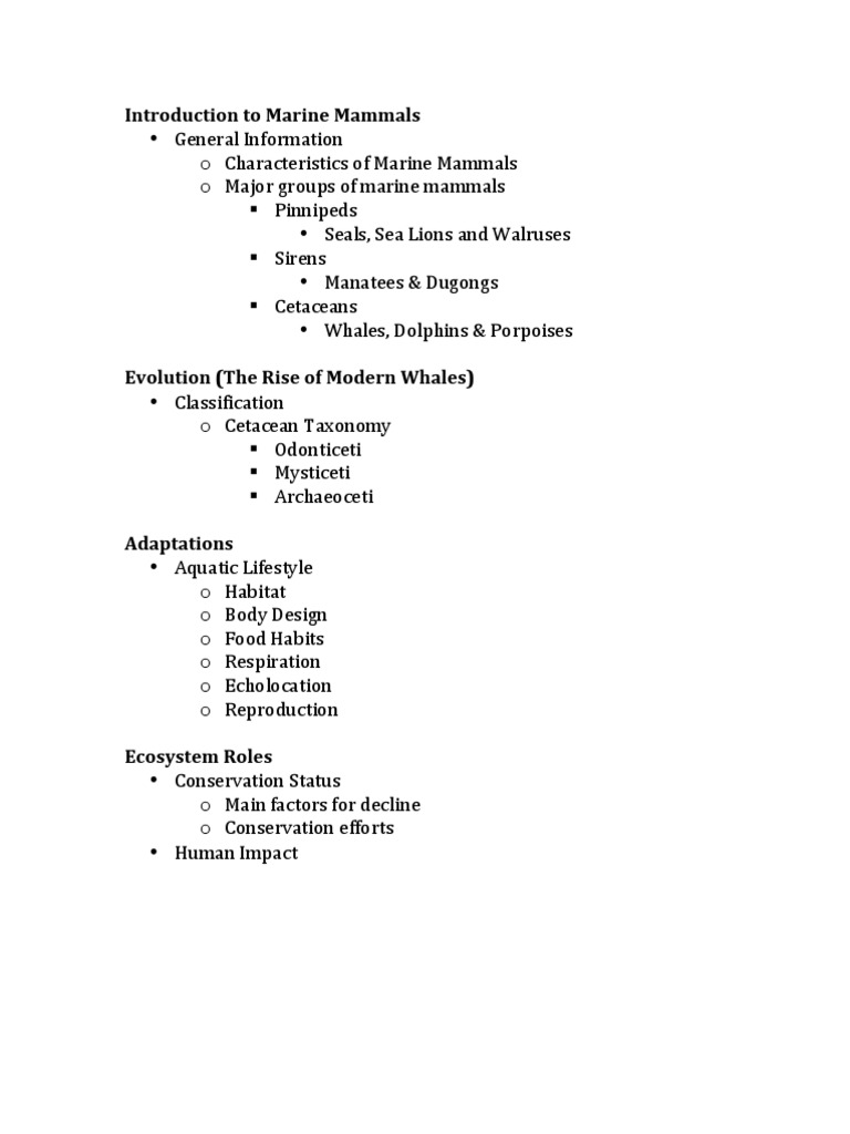 Marine Mammals Overview & Evolution | PDF | Social Science | Science ...