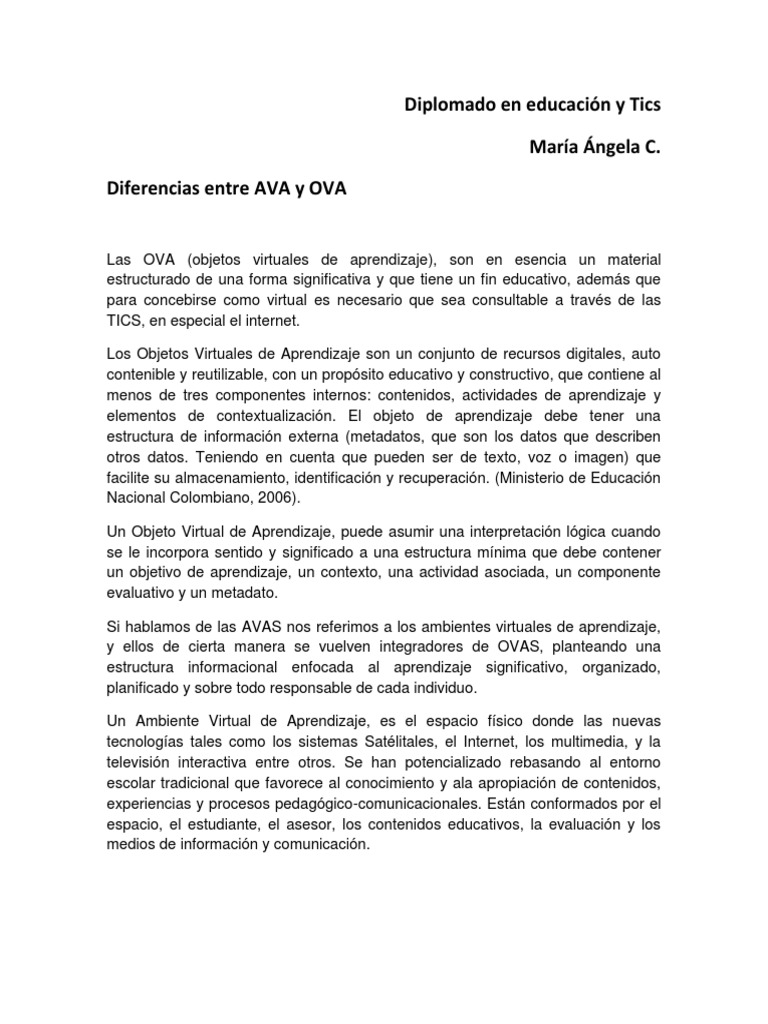 Diferencia Entre Ava y Ova | PDF | Aprendizaje | Tecnología de ...