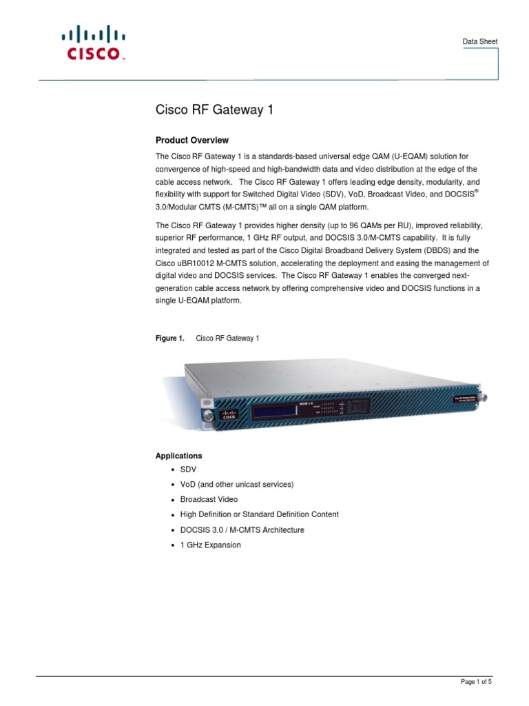 Cisco RF Gateway 1 | PDF | Telecommunications | Digital Technology