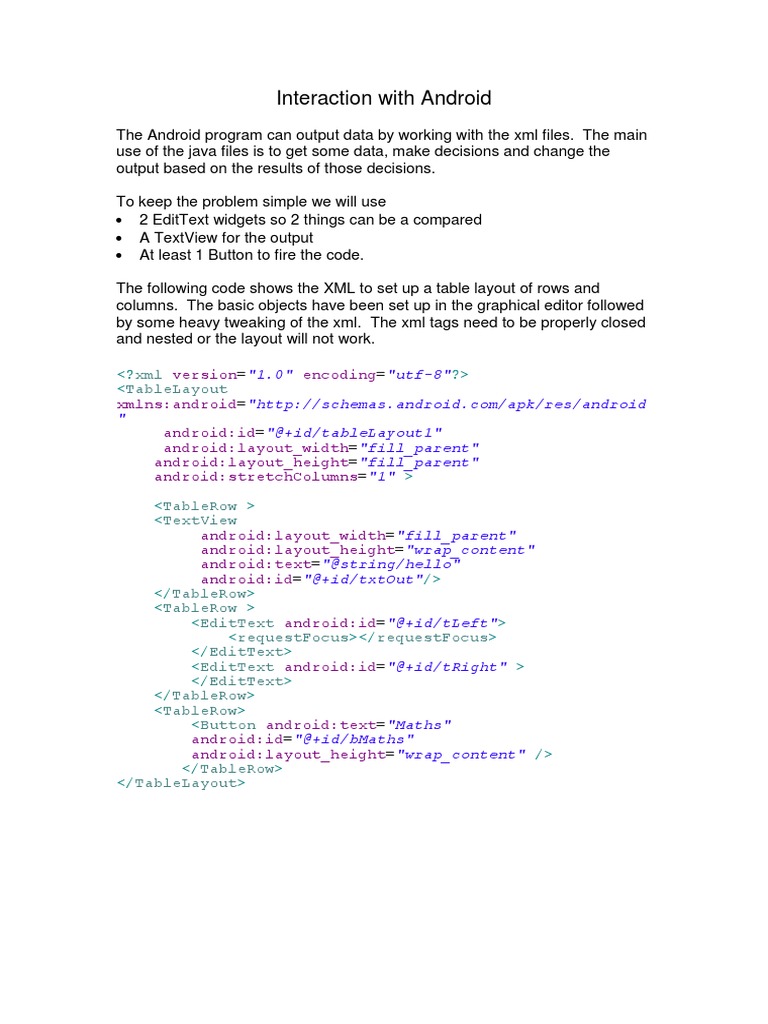 A2 Android Interaction | PDF | String (Computer Science) | Integer (Computer Science)