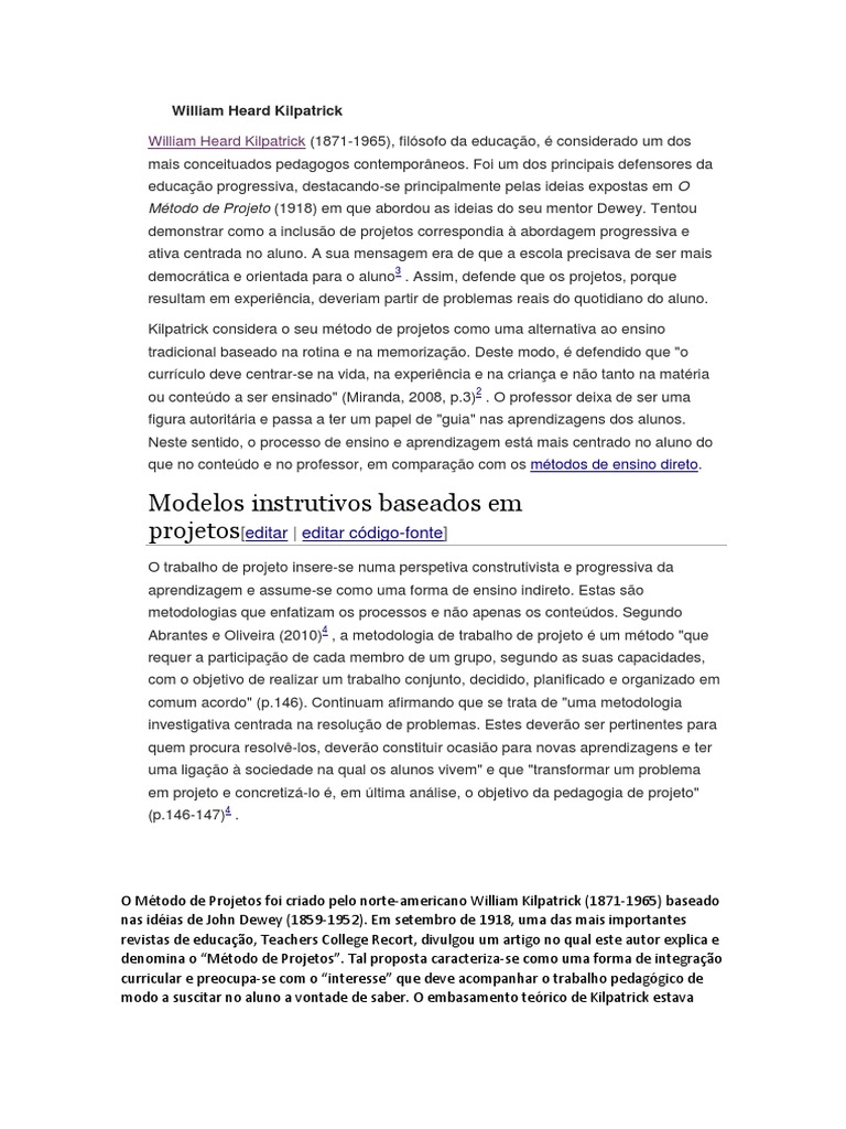 O Método de Projetos de William Heard Kilpatrick: uma abordagem ...
