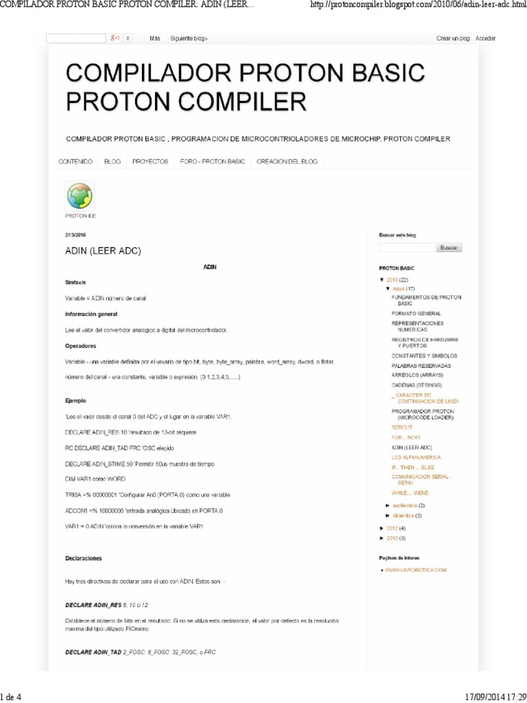Compilador Proton Basic Proton Compiler - Adin (Leer Adc) | PDF