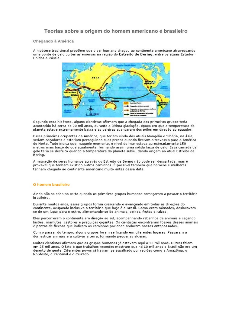 Teorias Sobre A Origem Do Homem Americano e Brasileiro | PDF | Américas ...