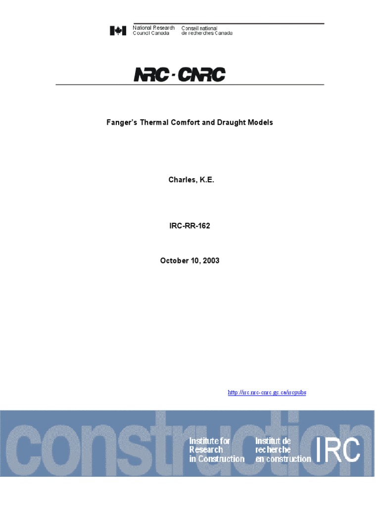 PO Fanger Thermal Comfort | PDF | Atmospheric Thermodynamics | Temperature