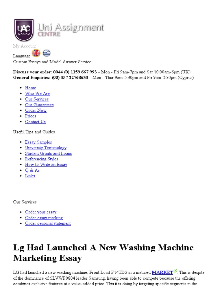 LG Had Launched A New Washing Machine Marketing Essay | PDF | Washing ...
