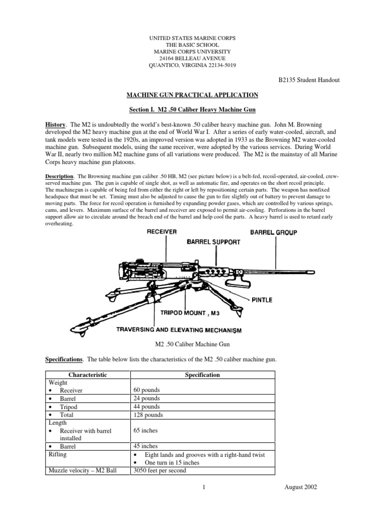 M2HB Practical USMC | PDF | Trigger (Firearms) | Machine Gun