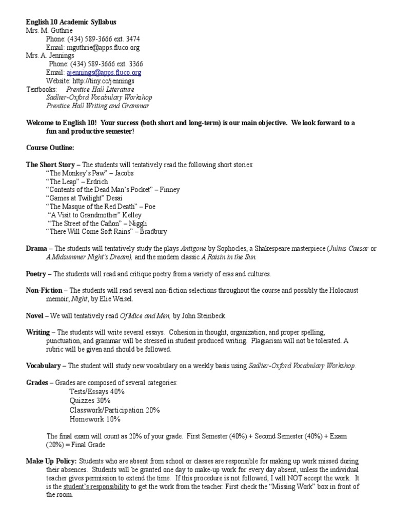 English 10 Collab Semester Syllabus | PDF | Identity Politics ...