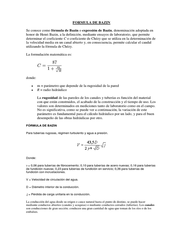 Formula de Bazin | PDF | Riego | Agua