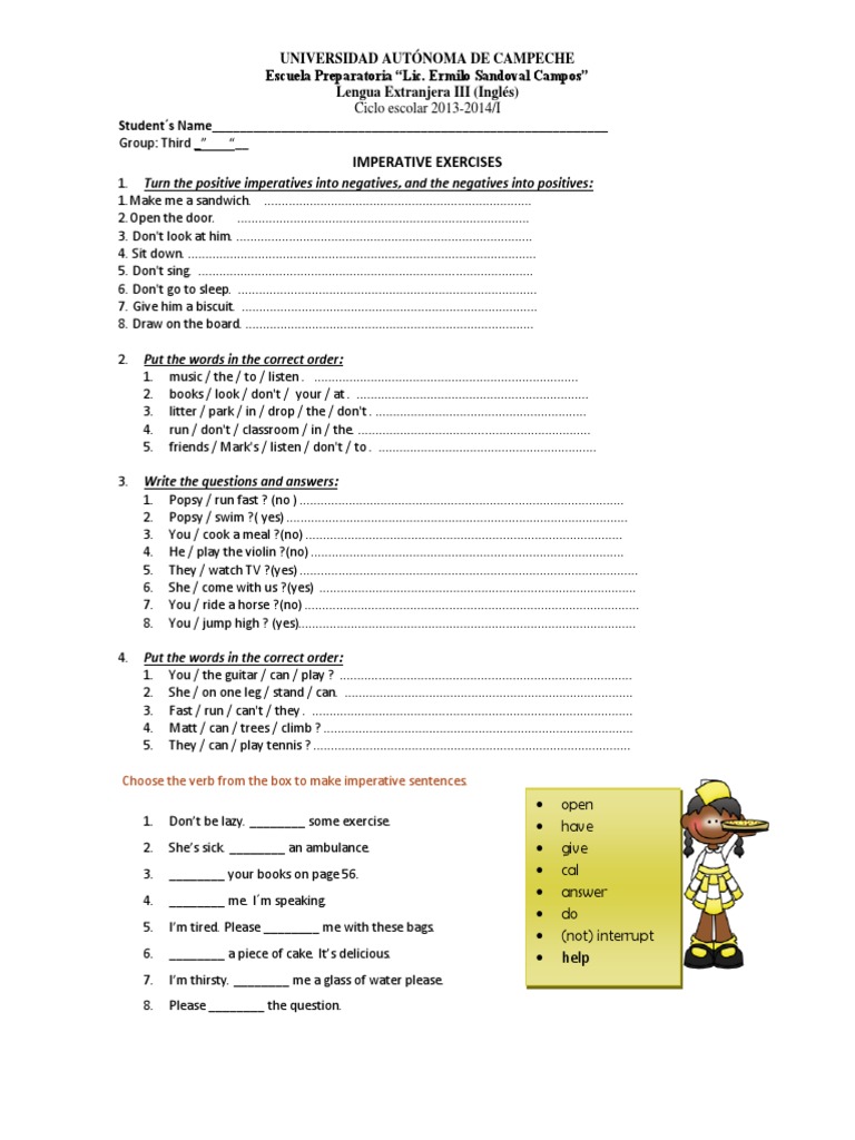 Imperative Exercises | Download Free PDF | Rules | Onomastics