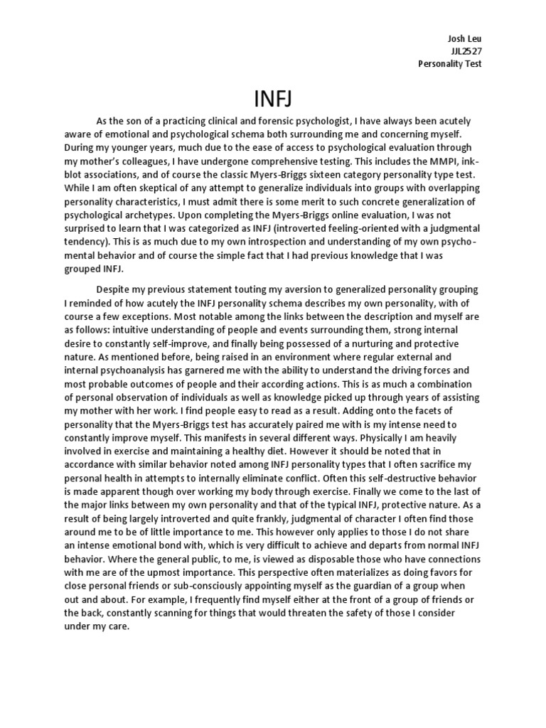 INFJ - Personality Paper | PDF | Personality Type | Psychology