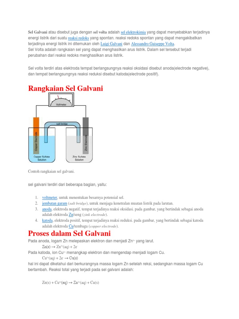 Sel Galvani: Prinsip dan Contoh Penggunaan | PDF