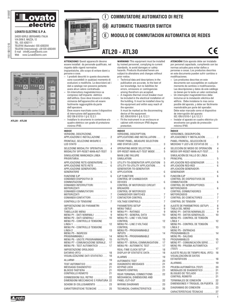 Lovato - Atl20 Transferencia Automatica | PDF