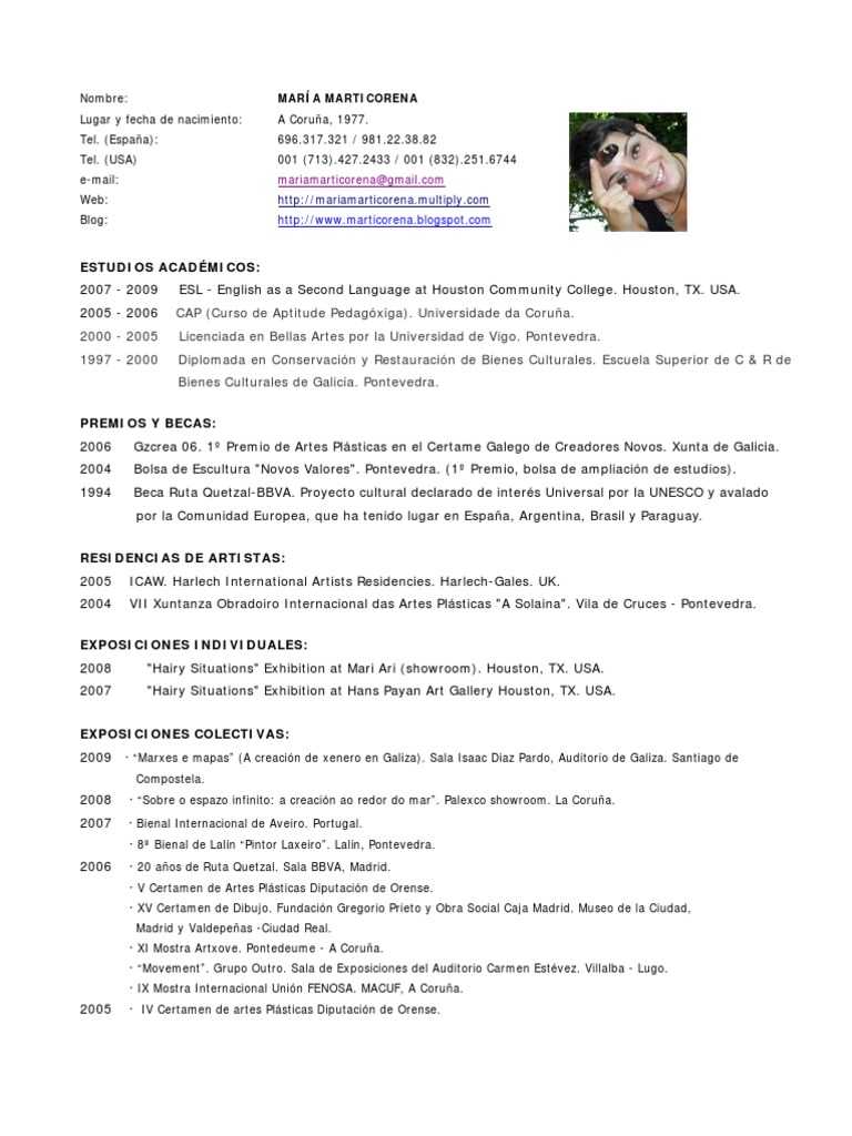 Currículum de María Marticorena | PDF | Artes (general) | Biblioteca y ...