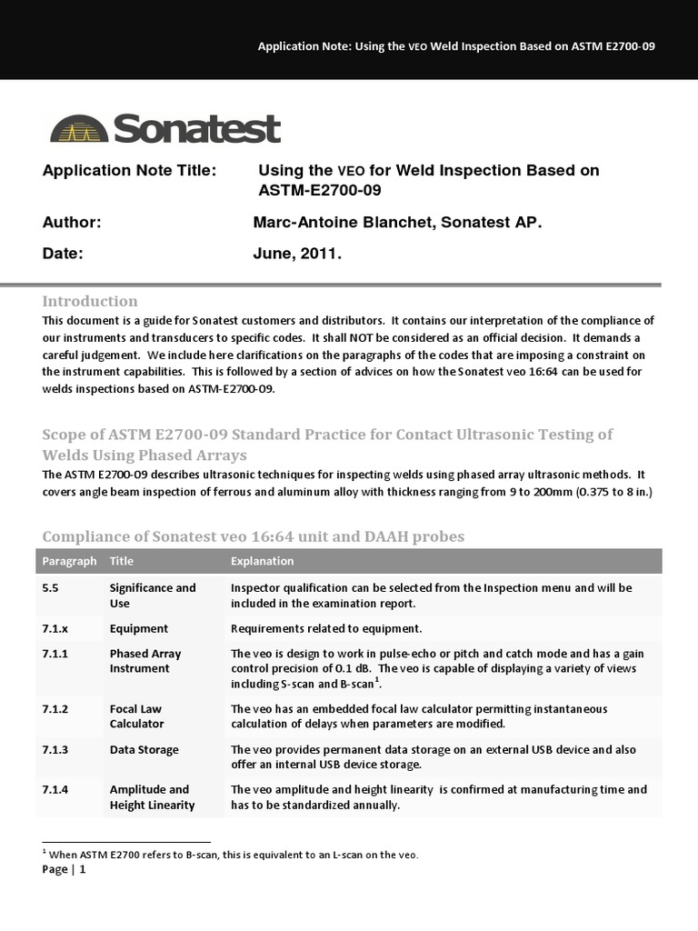 Application Note Title: Using The For Weld Inspection Based On ASTM ...