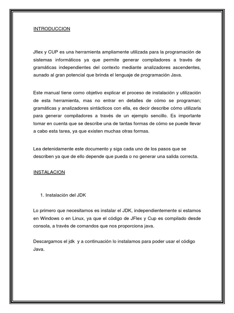 Pequeño Manual para Jflex y Cup | PDF | Compilador | Java (lenguaje de programación)