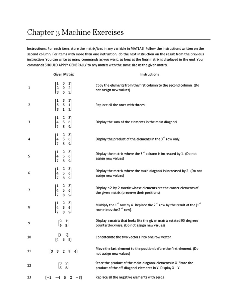 Chapter 3 Machine Exercises | PDF | Matrix (Mathematics) | Functions ...