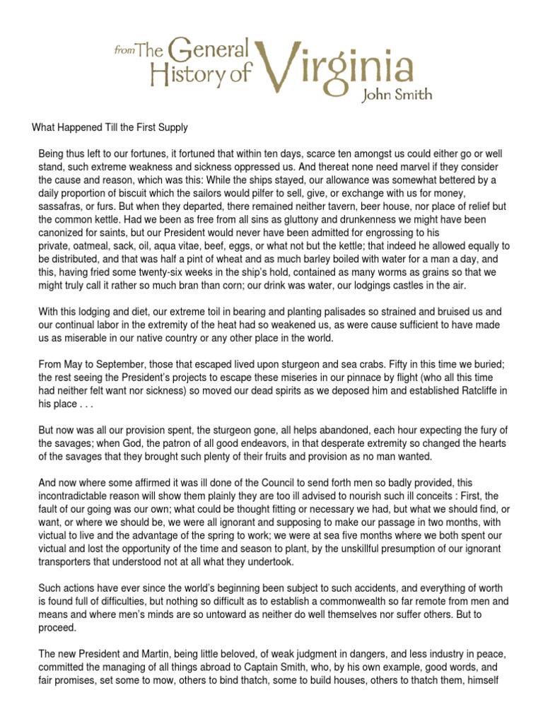 John Smith - The General History of Virginia | PDF