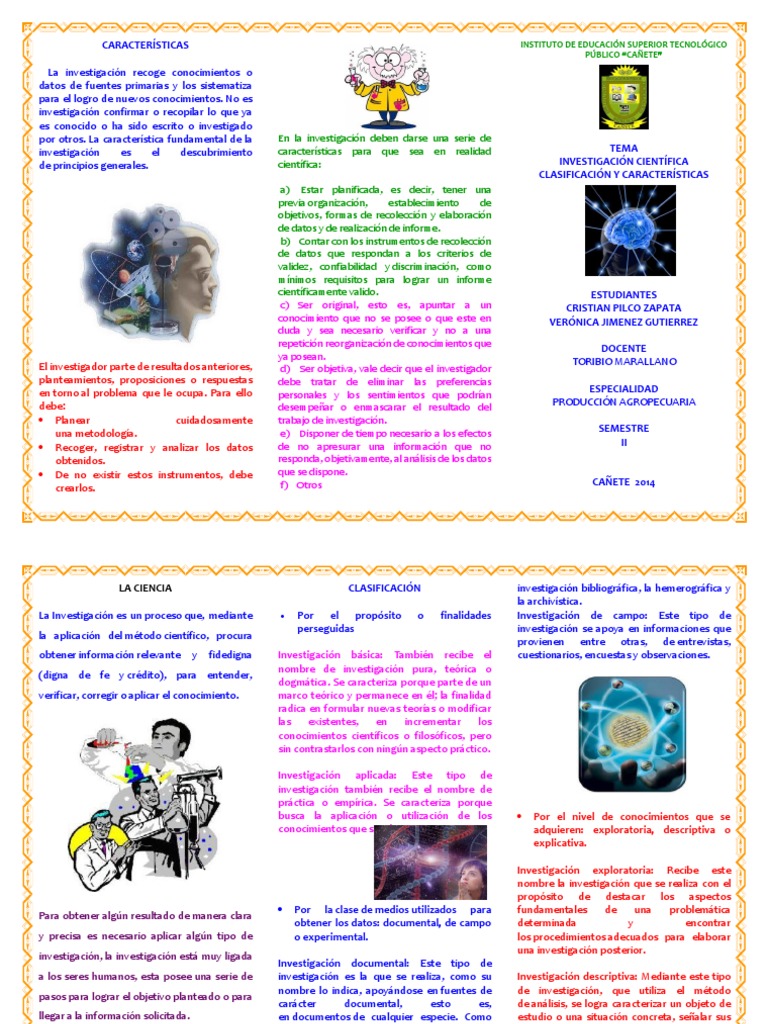 Triptico Investigacion Cientifica | PDF | Justificación | Teoría