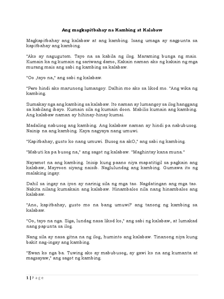 5 Pabula Halimbawa | PDF