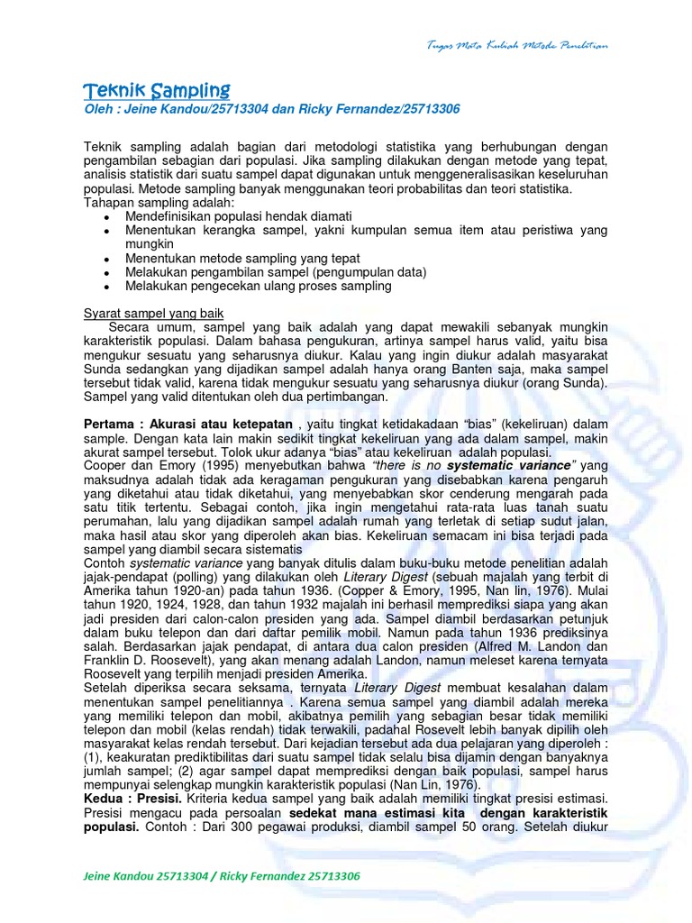 Teknik Sampling | PDF