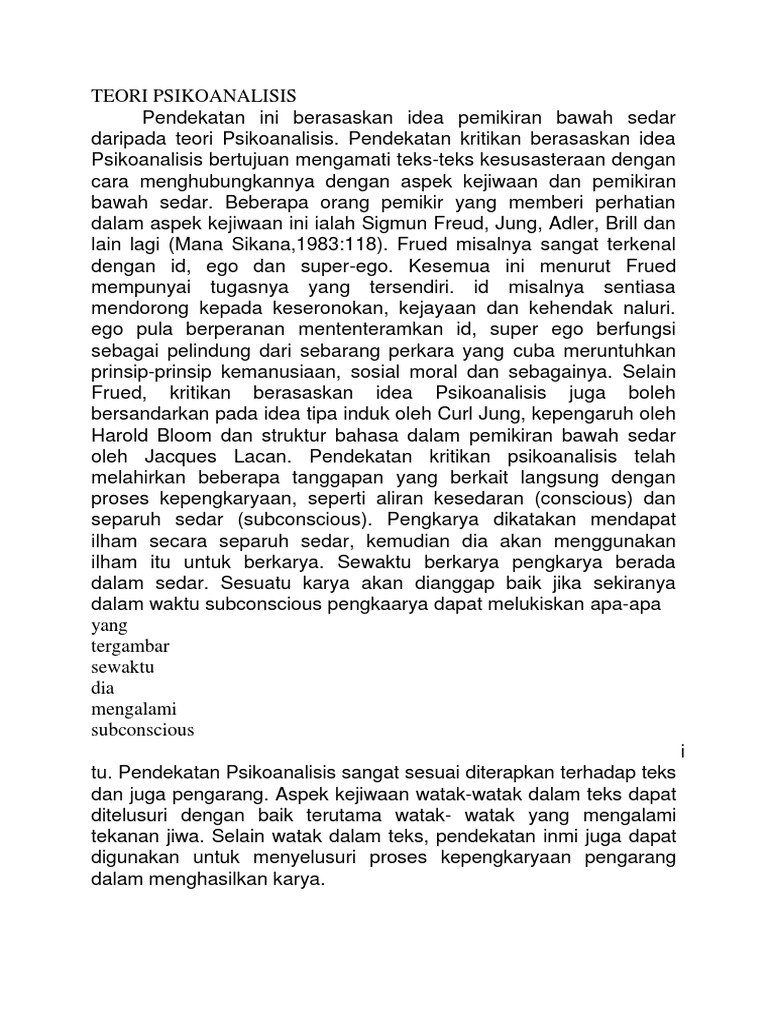 Teori Psikoanalisis | PDF