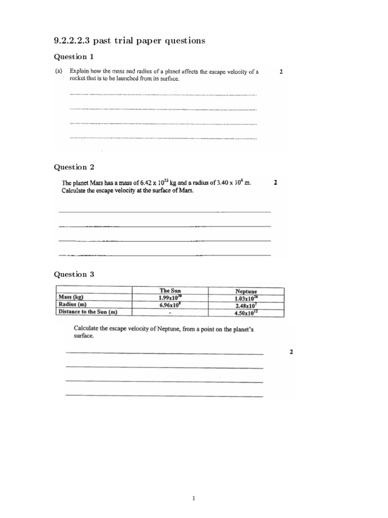 9.2.2.2.3 Past Trial Paper Questions | PDF