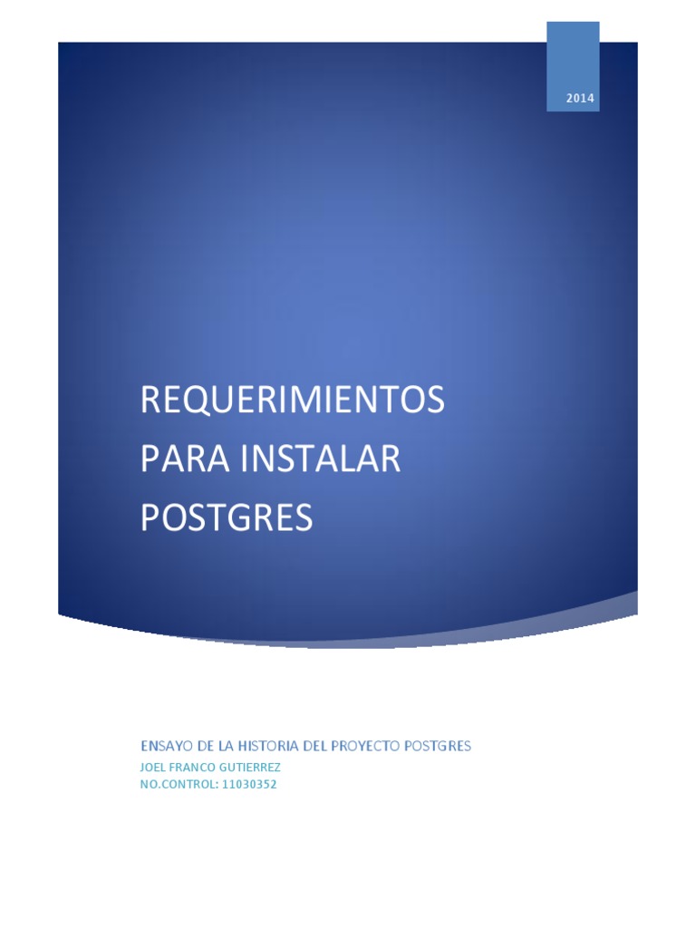 Requerimientos para Instalar Postgres | PDF | Postgre Sql | Software
