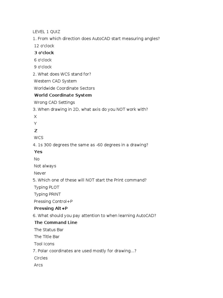 Autocad Quiz | PDF | Computer Aided Design | Technical Drawing