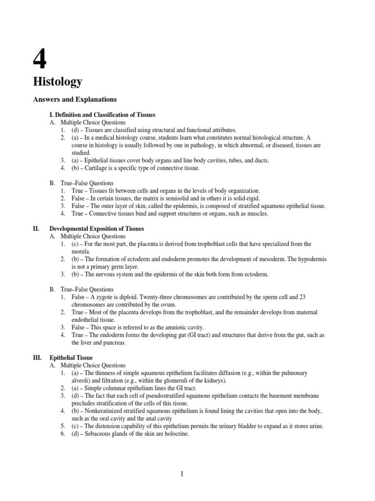 Medical Histology MCQS | PDF | Epithelium | Tissue (Biology)