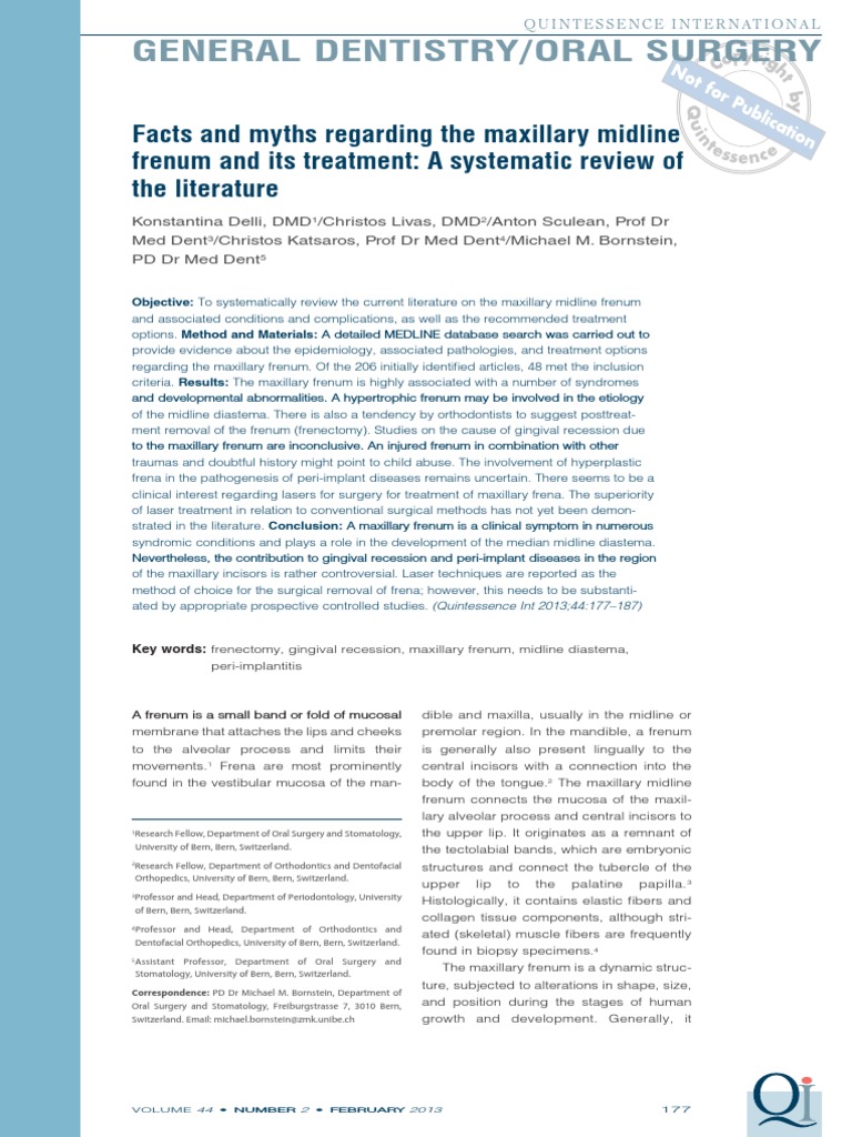 11 - Facts and Myths Regarding The Maxillary Midline Frenum and Its ...