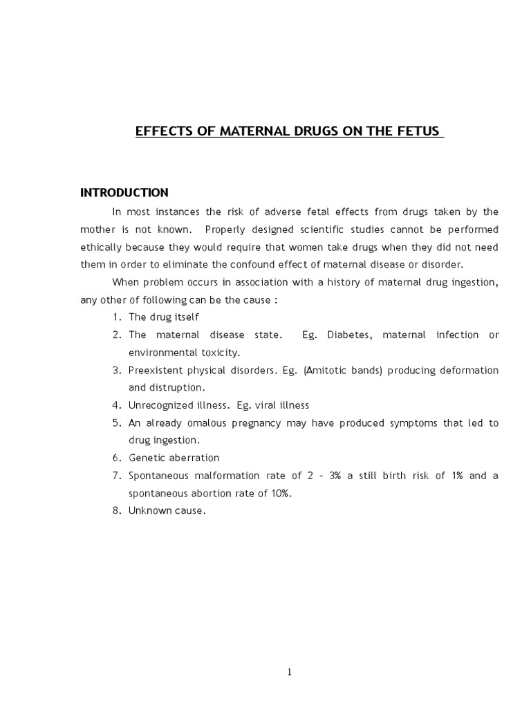 Effects of Maternal Drugs on the Fetus | Fetus | Congenital Disorder
