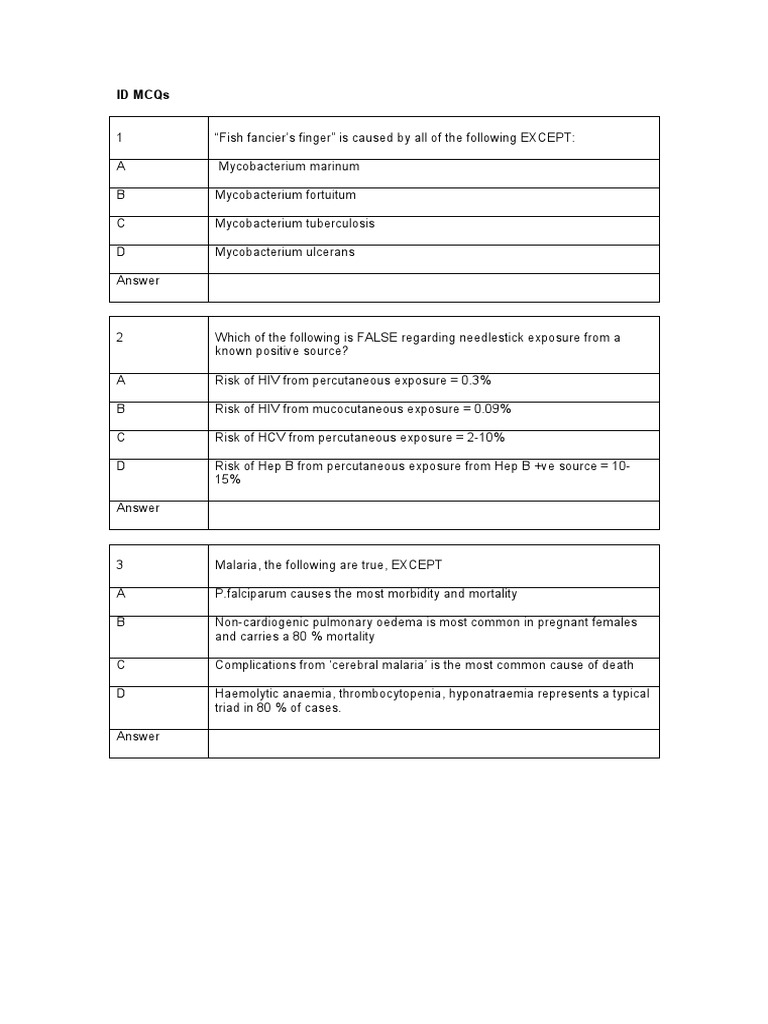 MCQ Infectious Diseases | PDF | Methicillin Resistant Staphylococcus ...