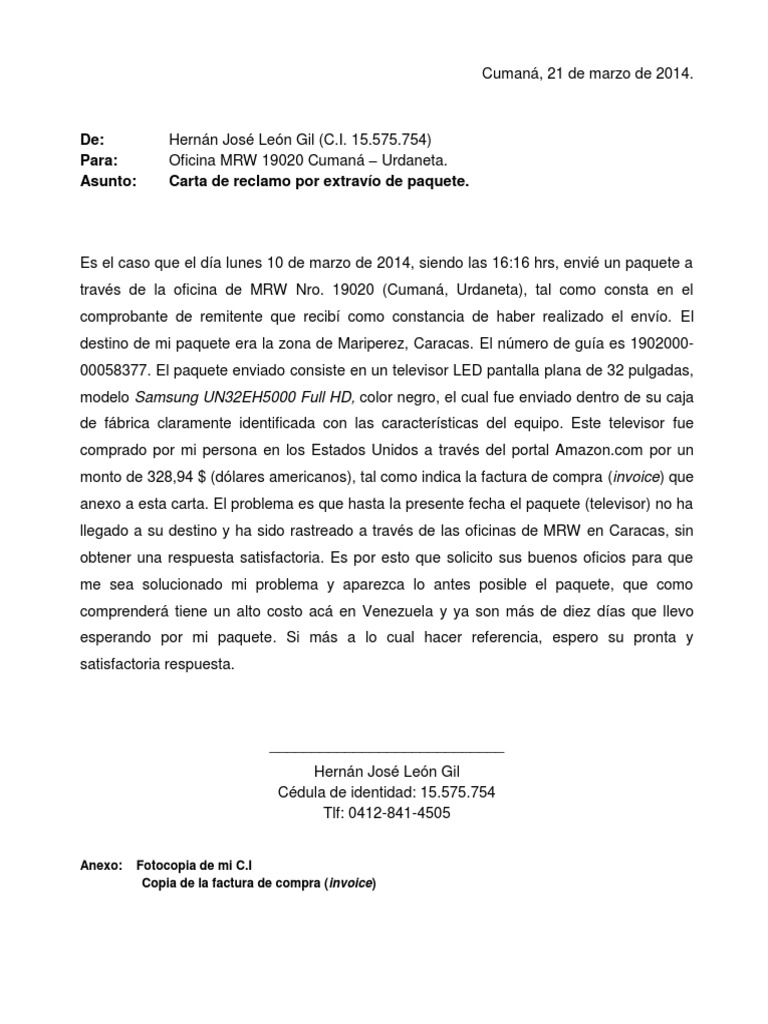 Carta A MRW | PDF