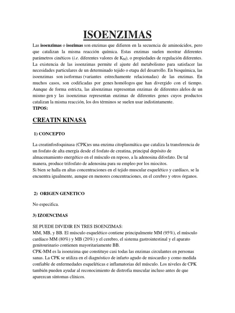 Estructura y Función de Isoenzimas | PDF | Transaminasa | Lactato ...