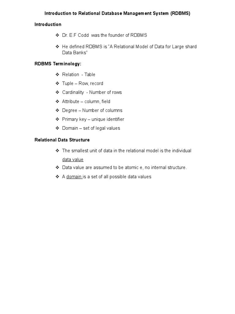 An Introduction to Relational Database Management Systems (RDBMS): Key Concepts, Terminology ...