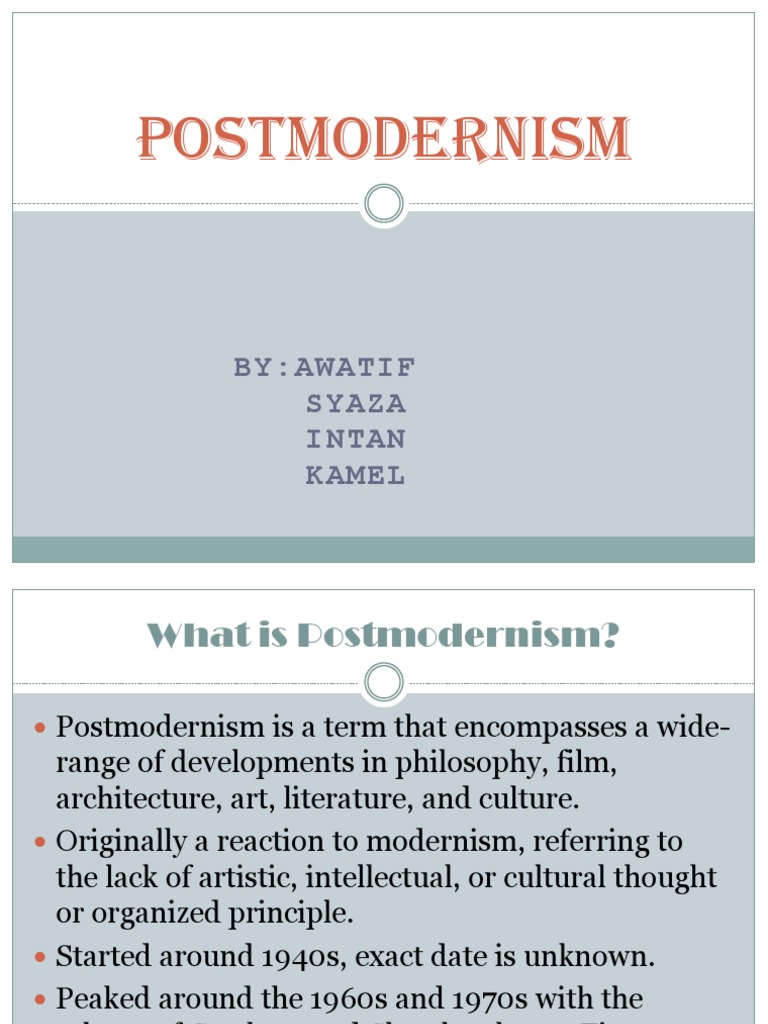 Post Modernism PPT | Postmodern Literature | Postmodernism | Free 30 ...