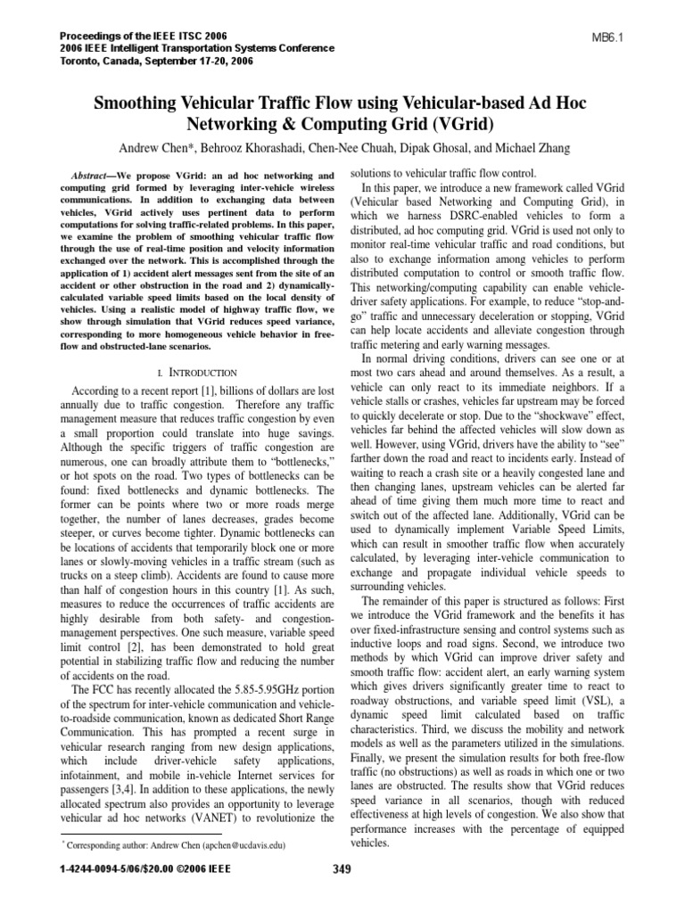 Vanet Traffic Signal Control Pdf Traffic Congestion Traffic