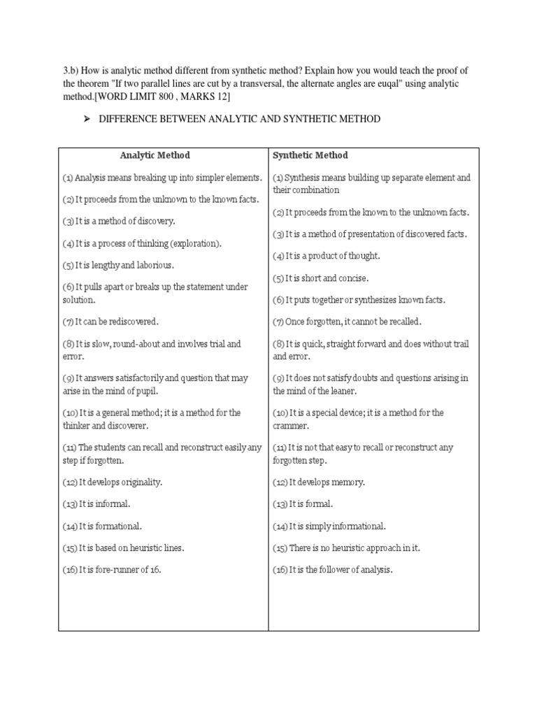 A Comparative Study of Analytic and Synthetic Method of Teaching ...