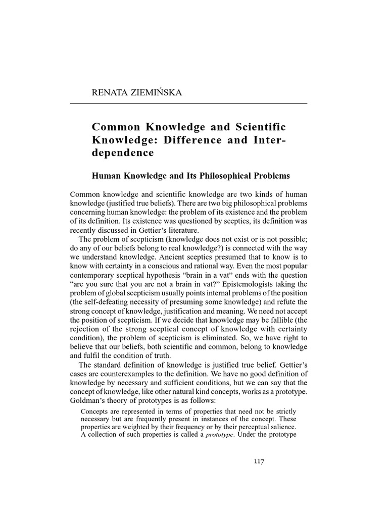Renata Zieminska - Diff - Knowledge and Science | PDF | Science | Epistemology