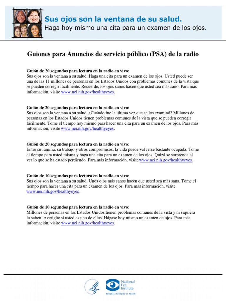 Radio PSA Scripts Span | PDF | Estilo de vida