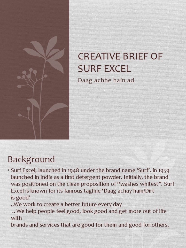 Surf Excel Creative Brief | PDF | Environment | Economics