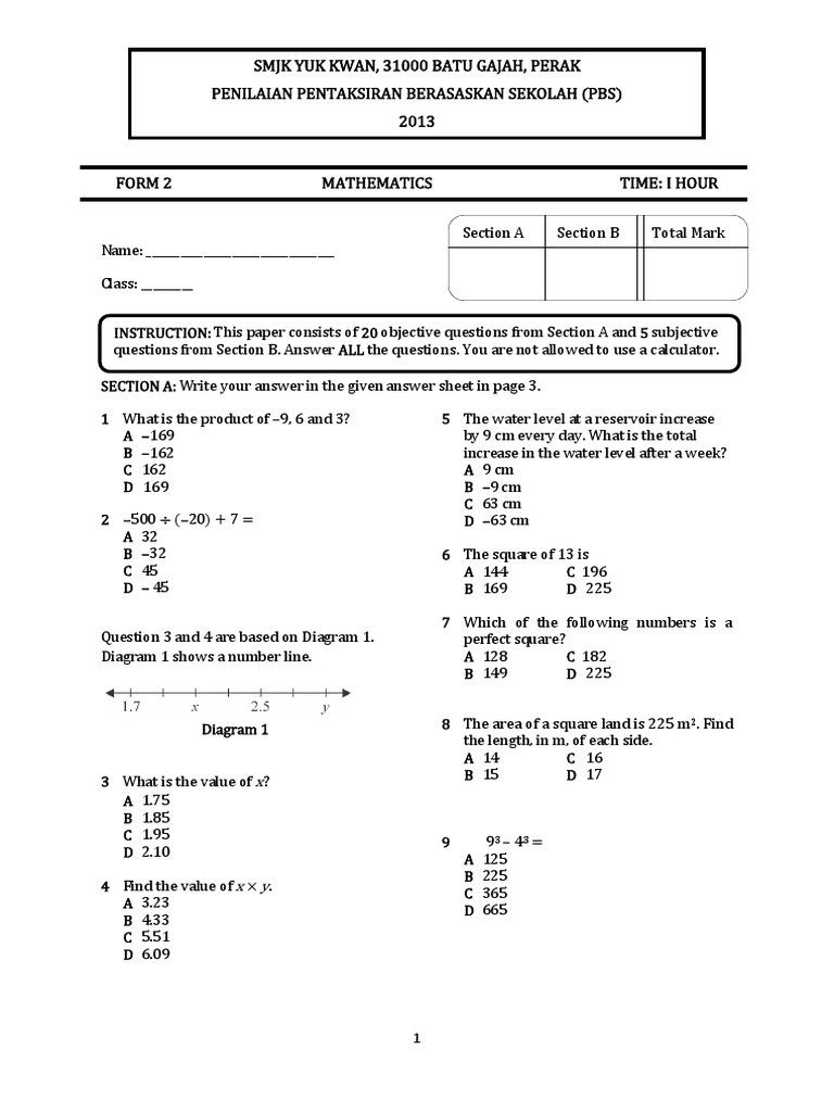 Form 2 Soalan Exam | Download Free PDF | Abstract Algebra ...