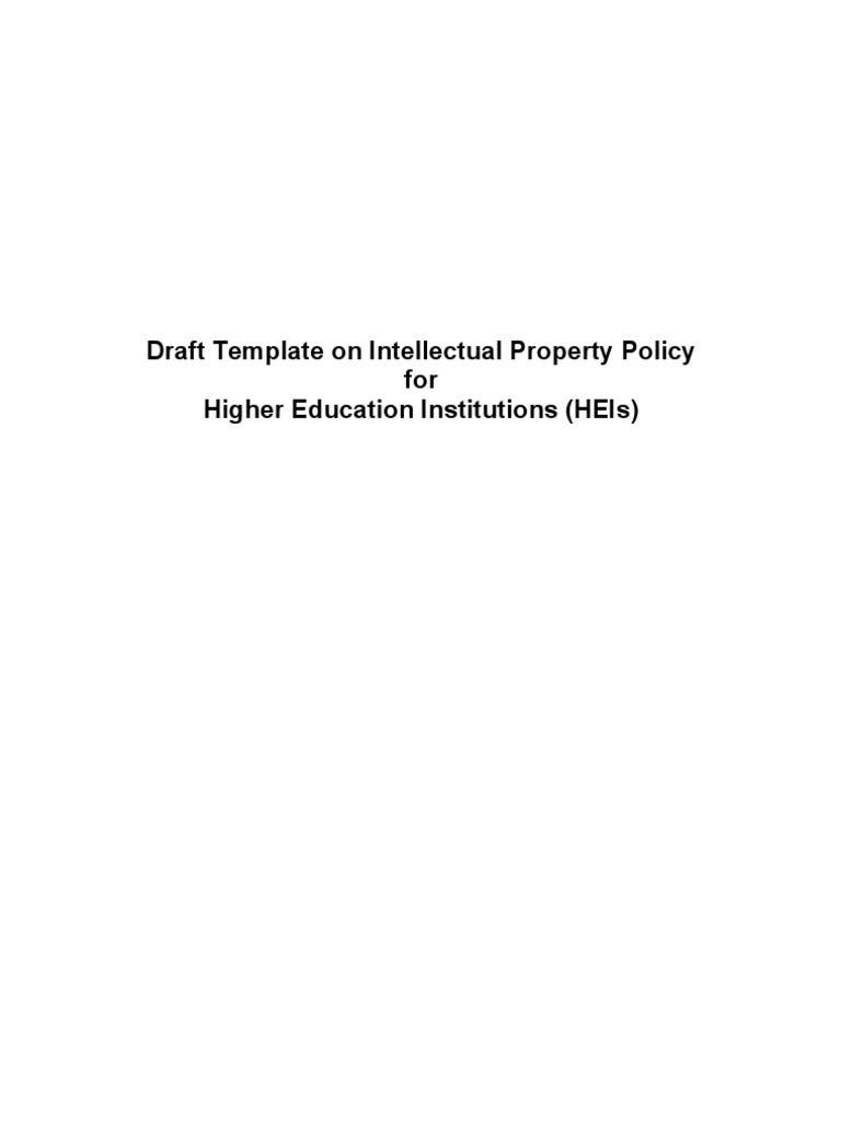 Draft IP Policy Template As of Aug 26 | PDF | Intellectual Property ...