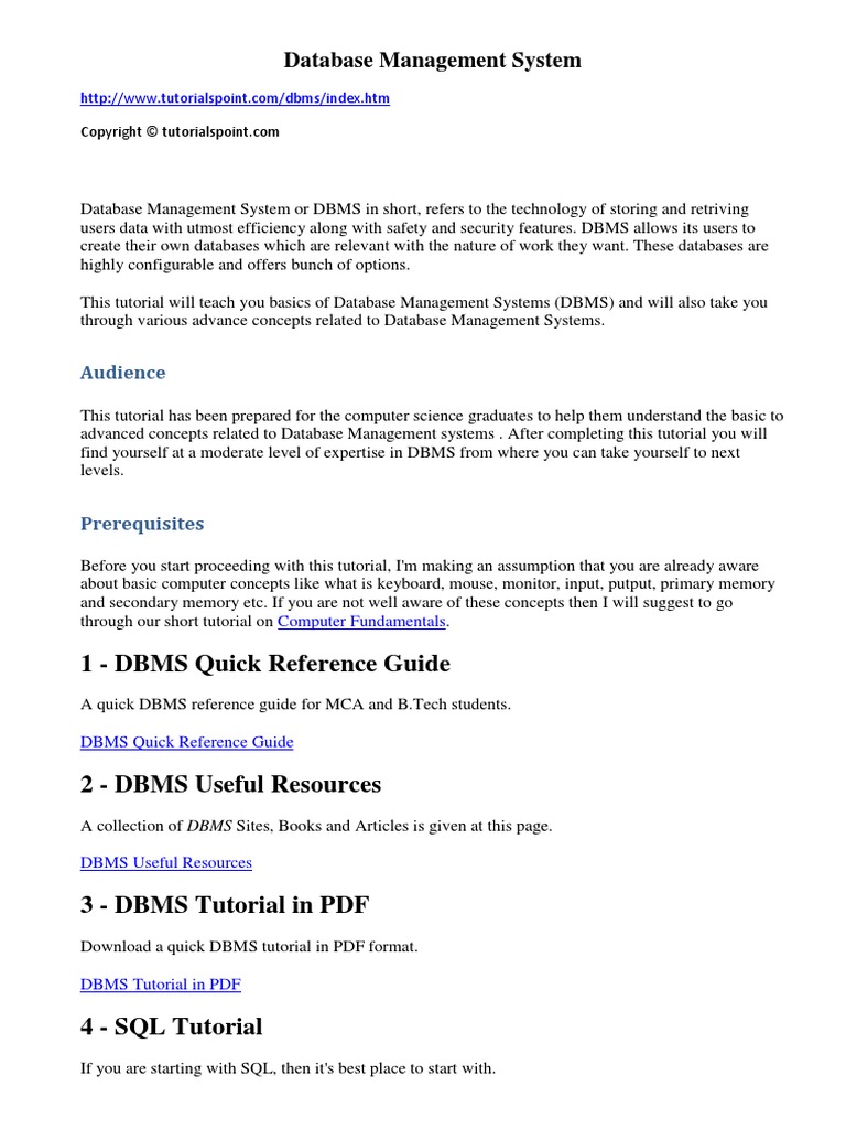 Database Is Collection of Data Which Is Related by Some Aspect | PDF ...