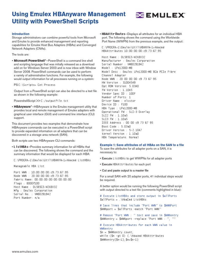 Using HBAnyware With PowerShell Scripts | PDF | Command Line Interface ...