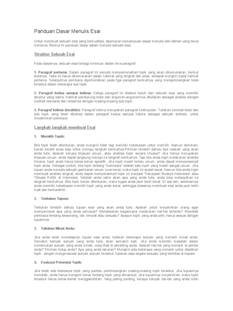 Panduan Menulis Esai Berkualitas | PDF