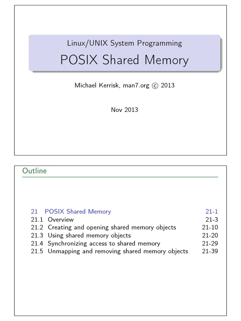 Posix SHM Slides | PDF | Pointer (Computer Programming) | Kernel (Operating System)