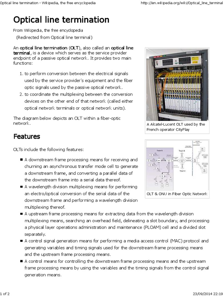 Optical Line Termination Optical Line Termination Optical Line ...
